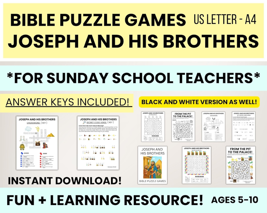 Joseph and His Brothers Bible Puzzle Pack for Sunday School - Christian ...