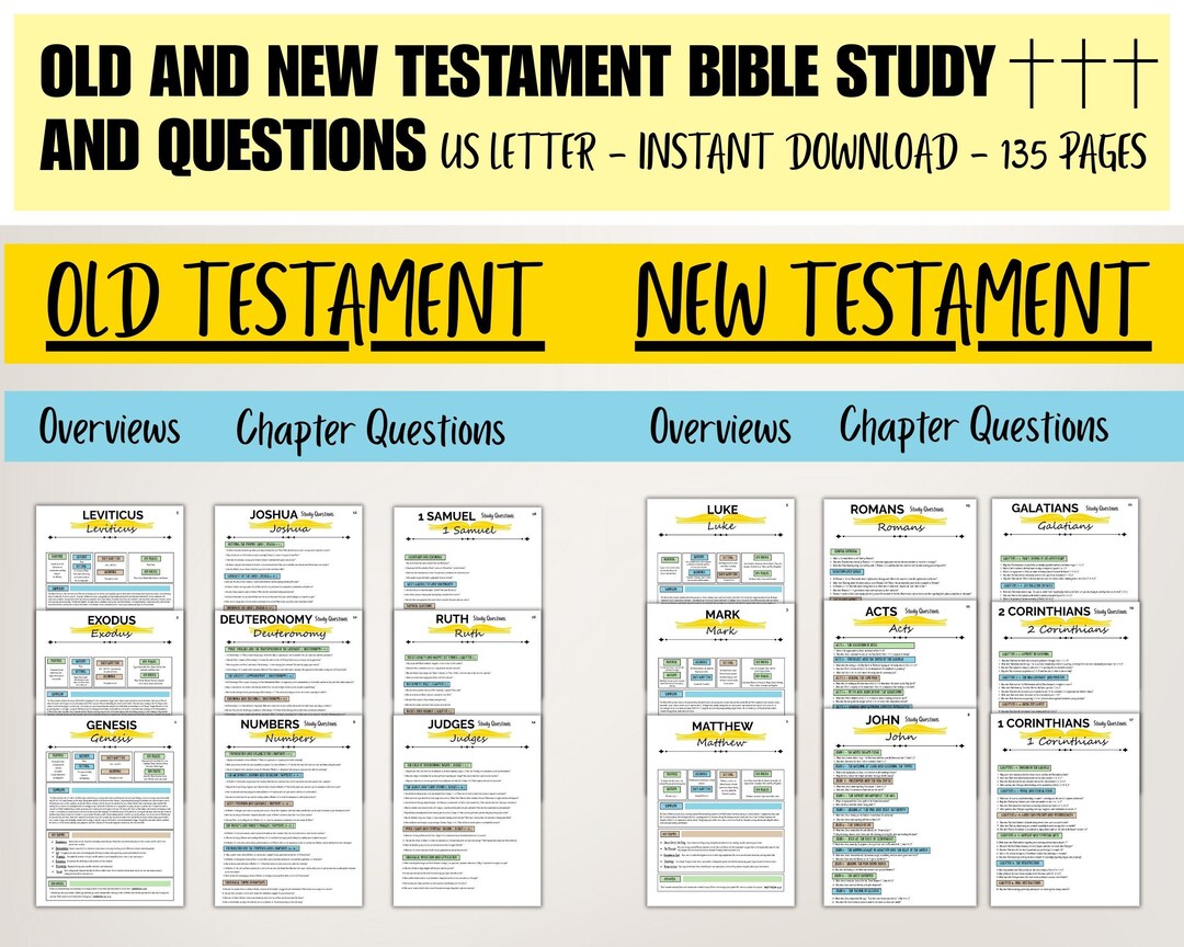 Bible Study PDF Printable, Old and New Testament Study Sheets, Bible ...