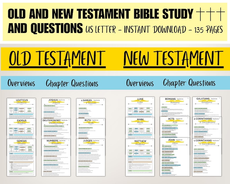 Bible Study PDF Printable, Old and New Testament Study Sheets, Bible ...