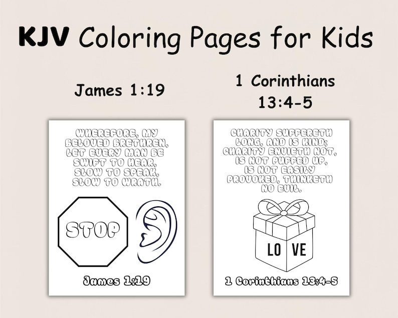 20 KJV Bible Verse Coloring Pages for Kids, Sunday School & Homeschool ...