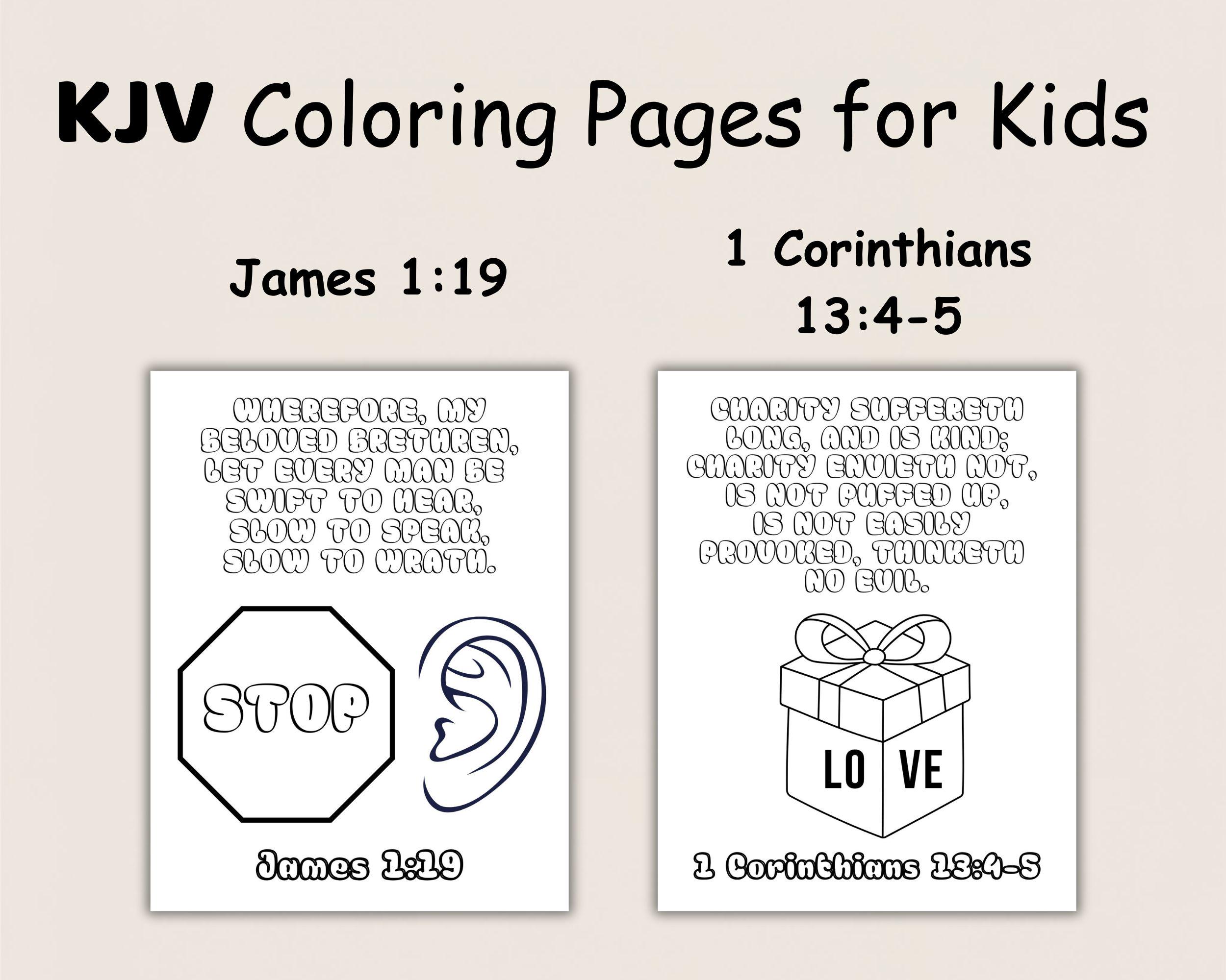 20 KJV Bible Verse Coloring Pages for Kids, Sunday School & Homeschool ...