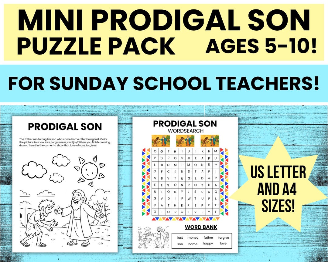 Prodigal Son Bible Puzzle Worksheets - Sunday School Activity ...