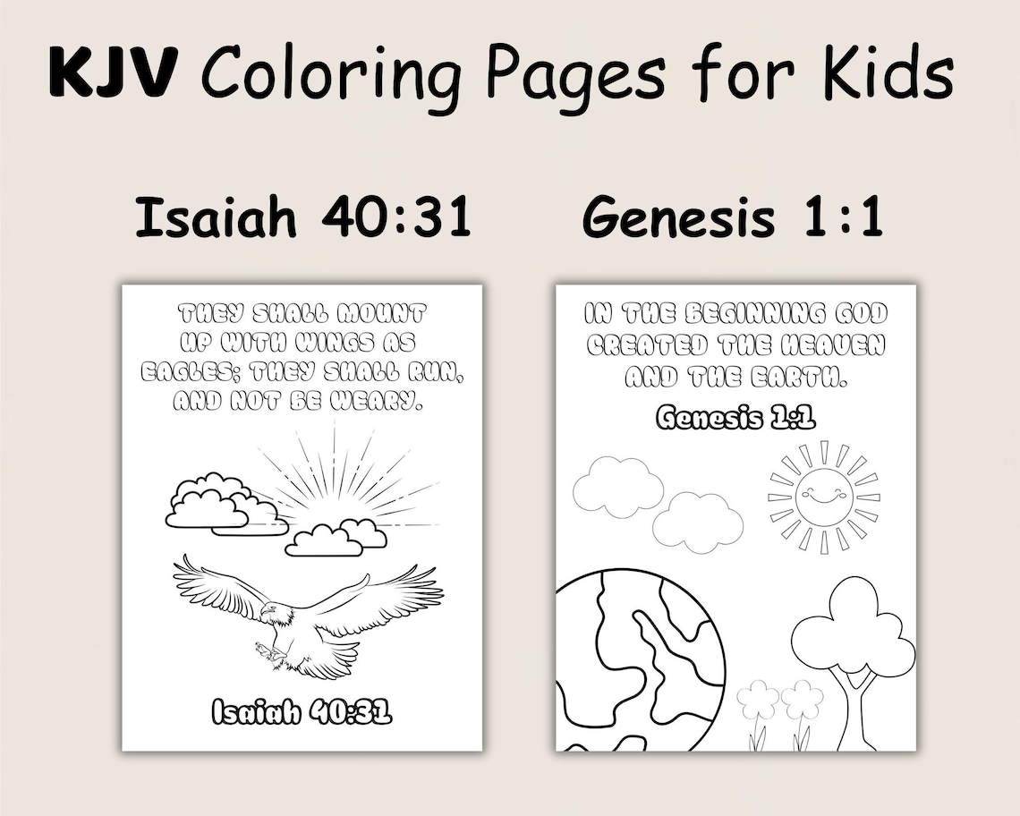 10 KJV Bible Verse Coloring Pages for Kids - Sunday School, Church ...