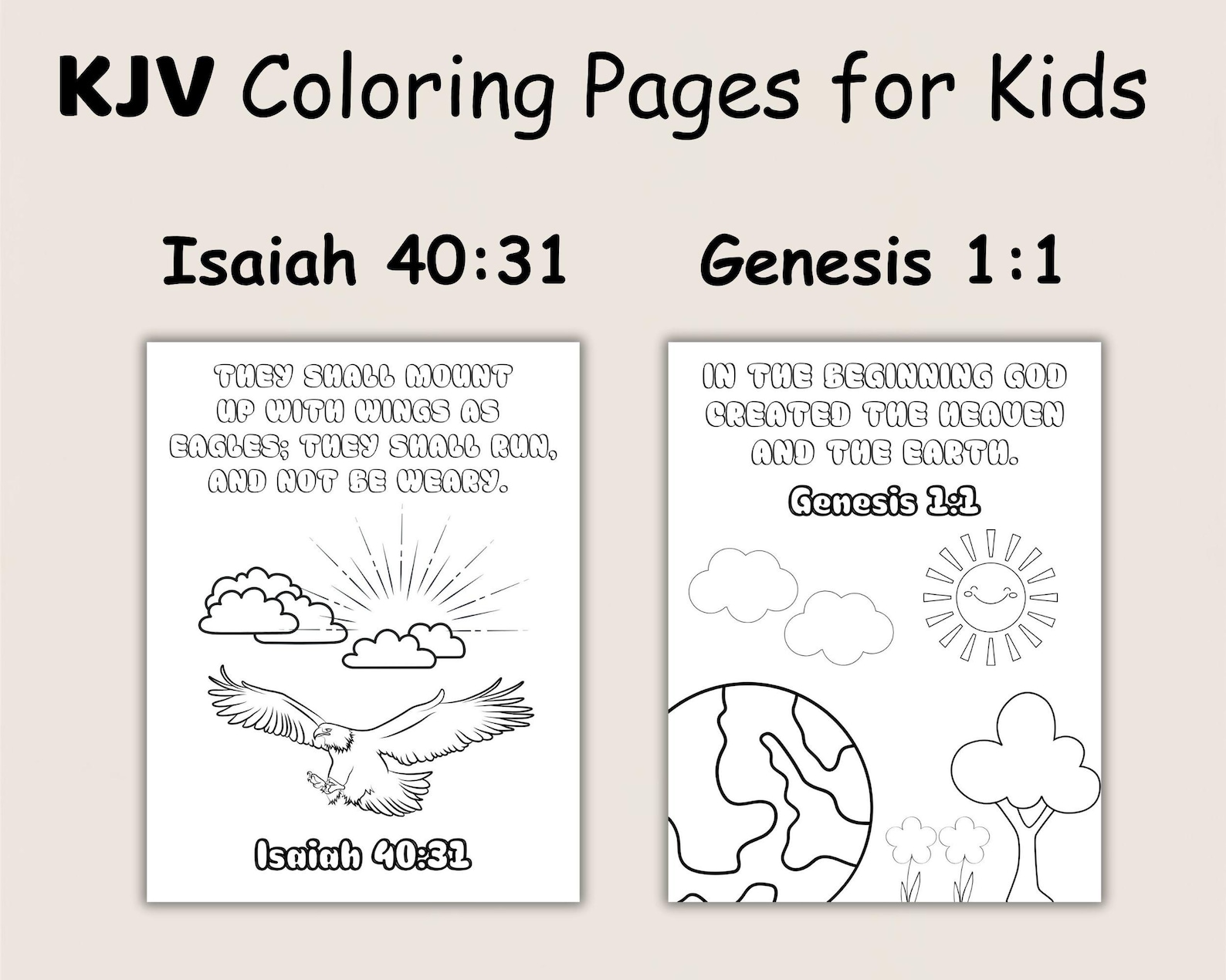 10 KJV Bible Verse Coloring Pages for Kids - Sunday School, Church ...