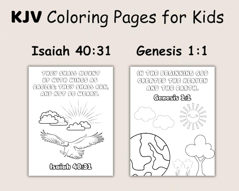 10 KJV Bible Verse Coloring Pages for Kids - Sunday School, Church ...