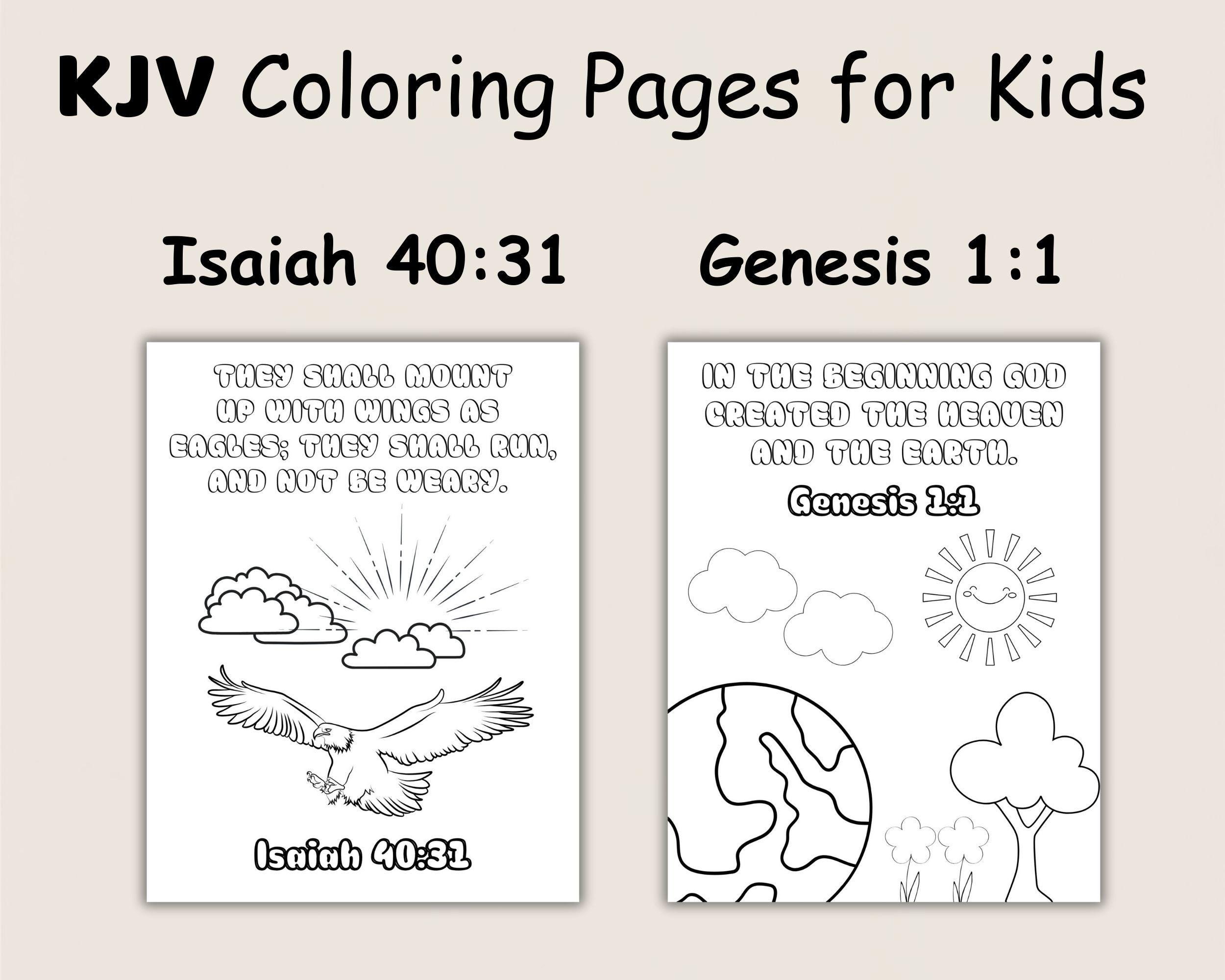 10 KJV Bible Verse Coloring Pages for Kids - Sunday School, Church ...