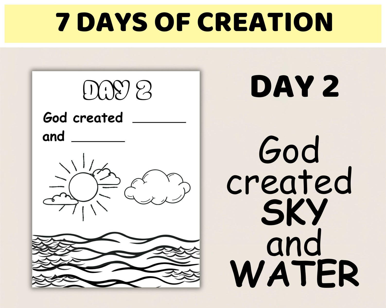 7 Days of Creation Printable Coloring Pages & Fill-in-the-blanks for ...