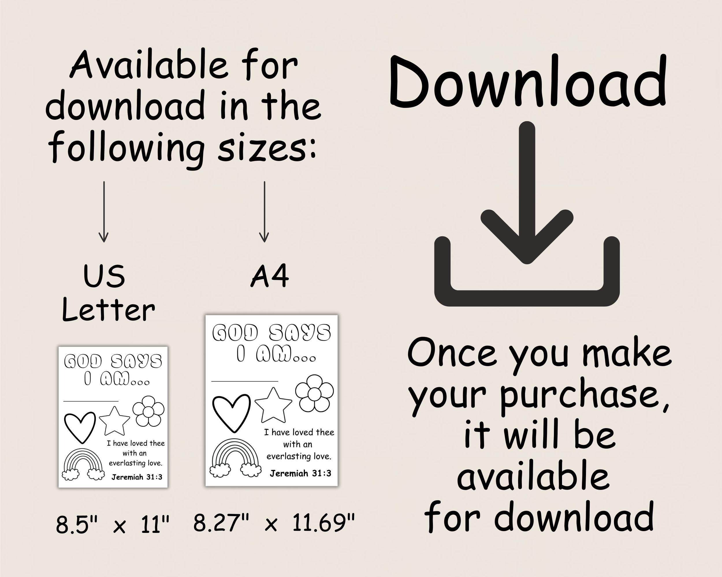 God Says I Am Coloring Craft for Kids - Fill in the Blanks Bible ...