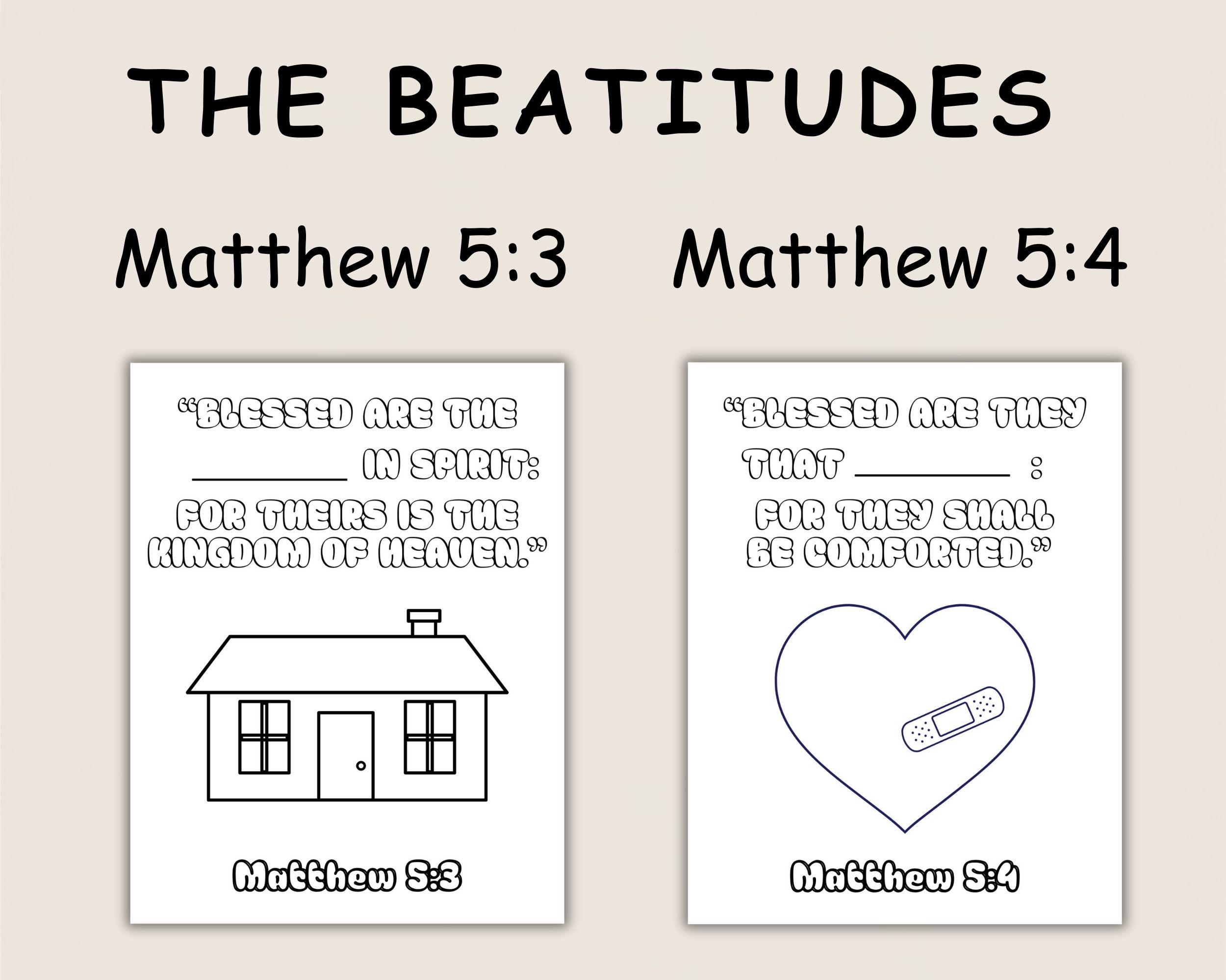 KJV Beatitudes Coloring Pages for Kids, Fill in the Blanks, Sunday ...