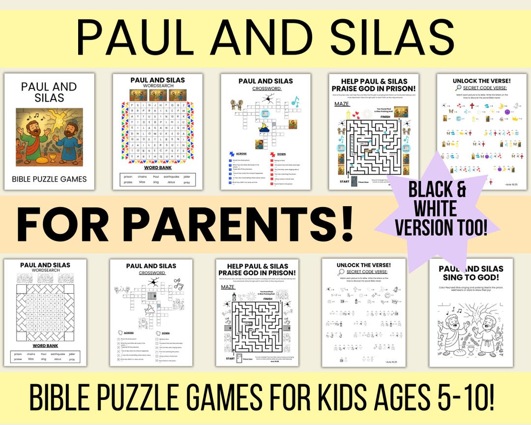 Paul and Silas Bible Puzzle Games for Kids - Fun Christian Activities ...