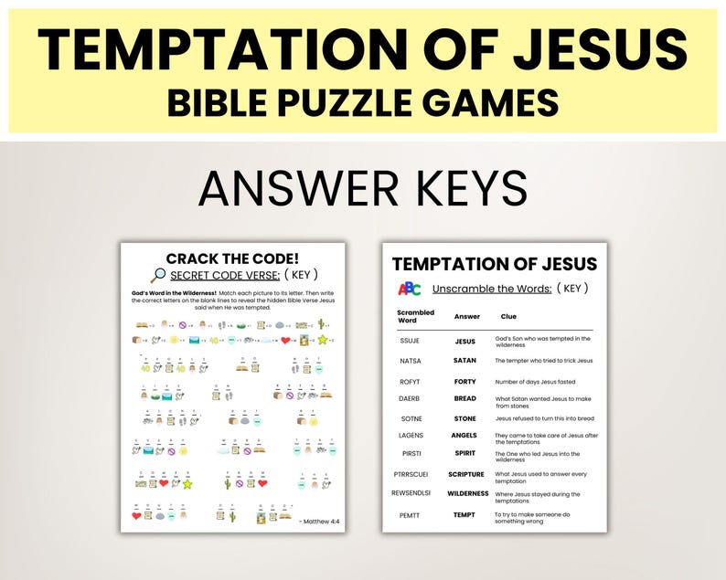 Temptation of Jesus Activity Pack for Sunday School - Bible Puzzle ...