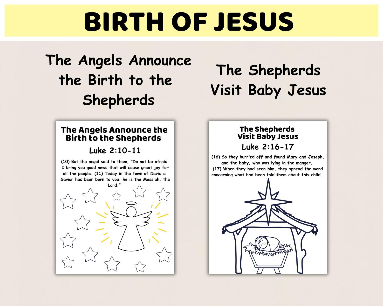 Birth of Jesus Christmas Story Coloring Pages - Christian Kids Art ...