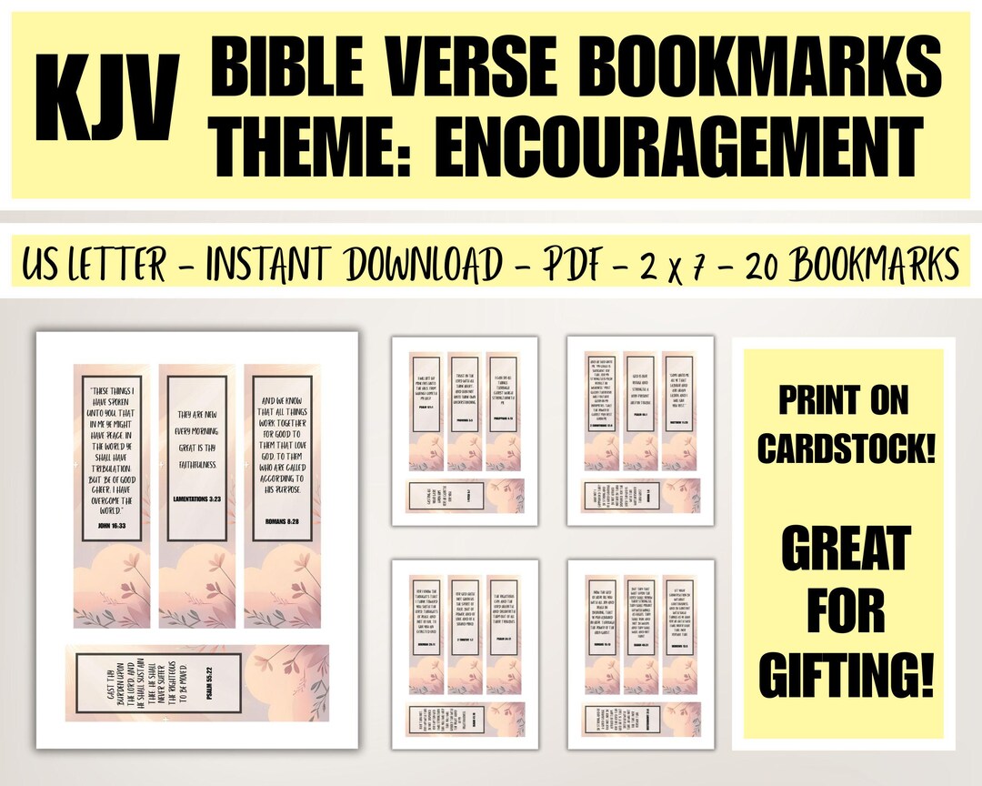 KJV Bible Verse Bookmarks Set of 20, Encouragement Christian Gift for ...