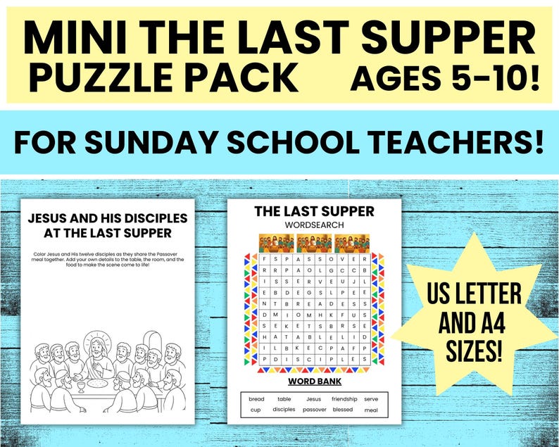 The Last Supper Sunday School Activity - Bible Puzzle Game for Kids ...