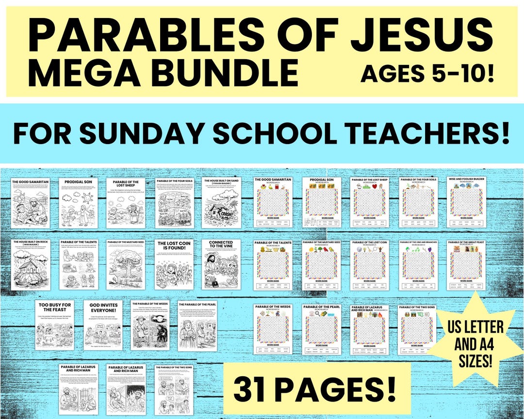 Parables of Jesus Bible Puzzle Pack - Sunday School Activities for Kids ...