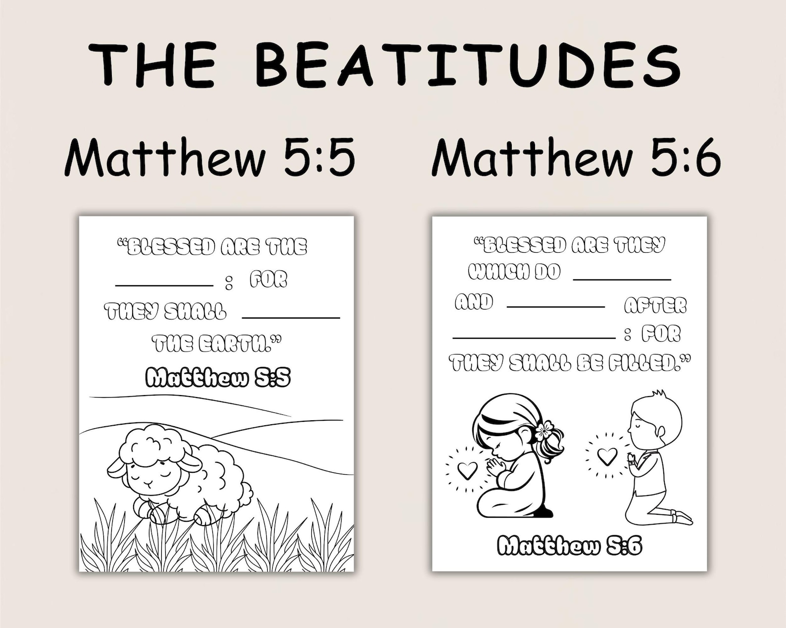 KJV Beatitudes Coloring Pages for Kids, Fill in the Blanks, Sunday ...