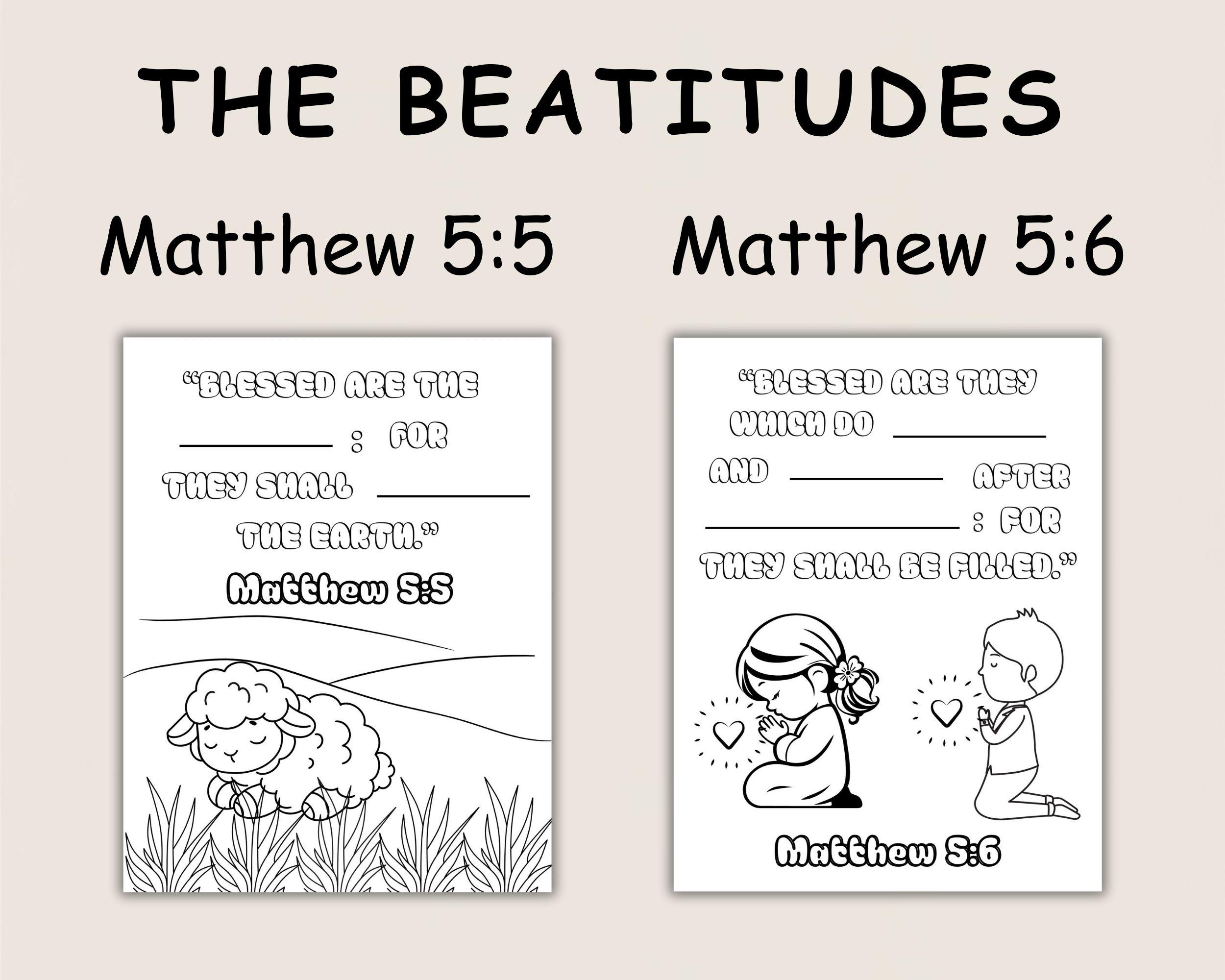 KJV Beatitudes Coloring Pages for Kids, Fill in the Blanks, Sunday ...