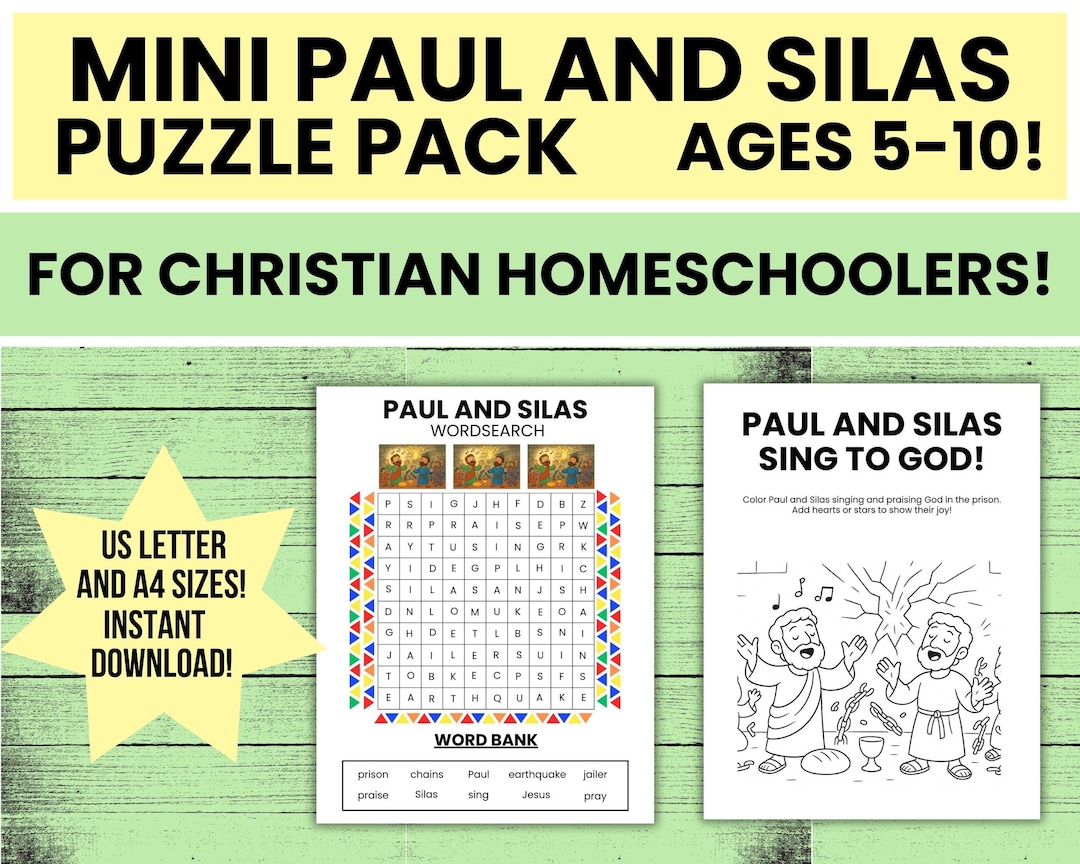 Paul and Silas Bible Puzzle - Christian Homeschool Activity for Kids ...