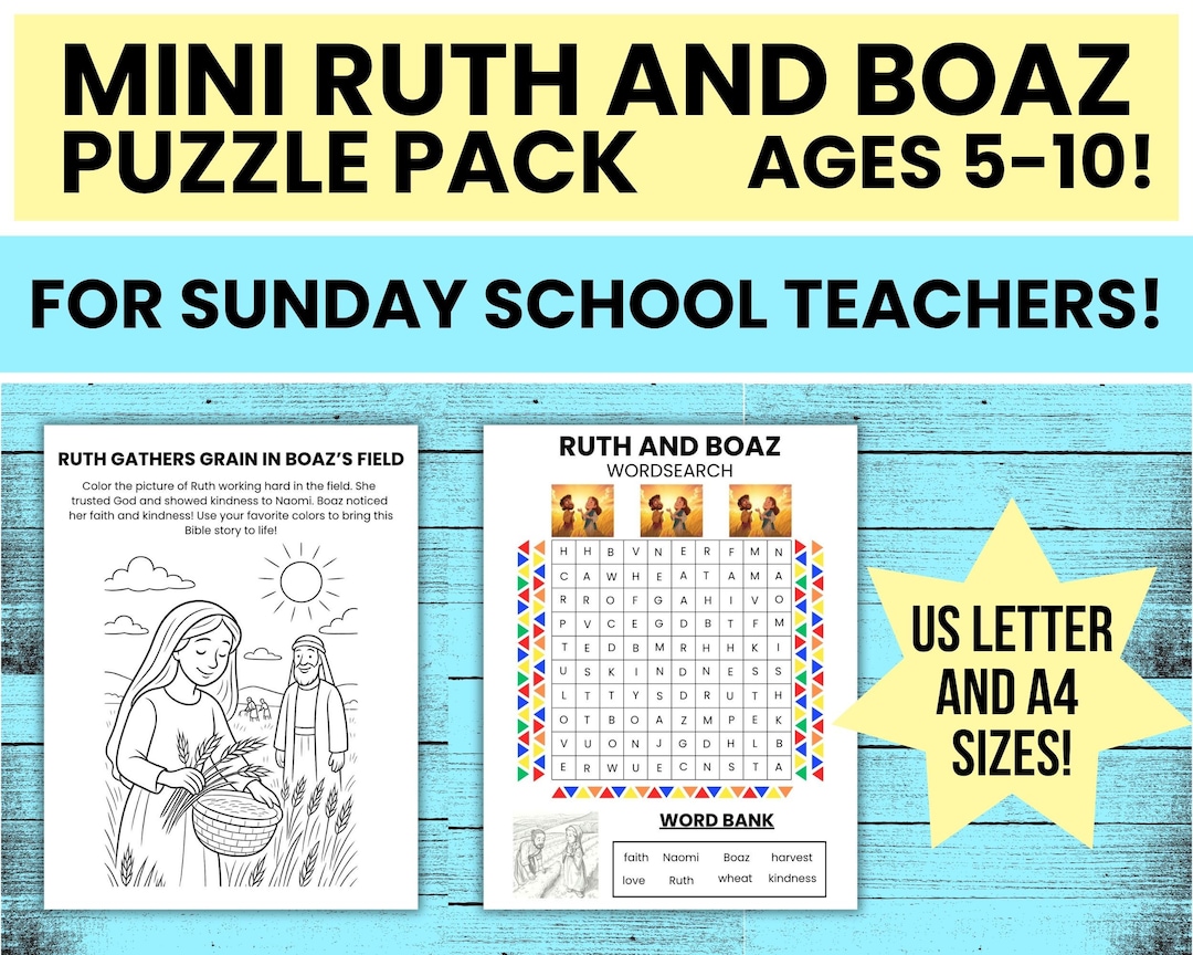 Ruth and Boaz Bible Puzzle Pack - Sunday School Activity for Kids ...