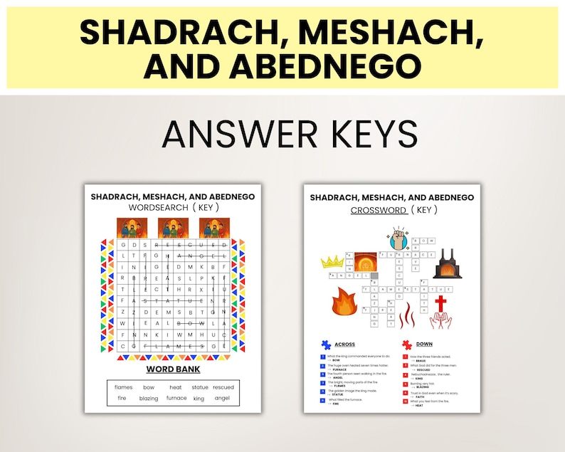 Shadrach Meshach and Abednego Sunday School Activities - Bible Puzzle ...