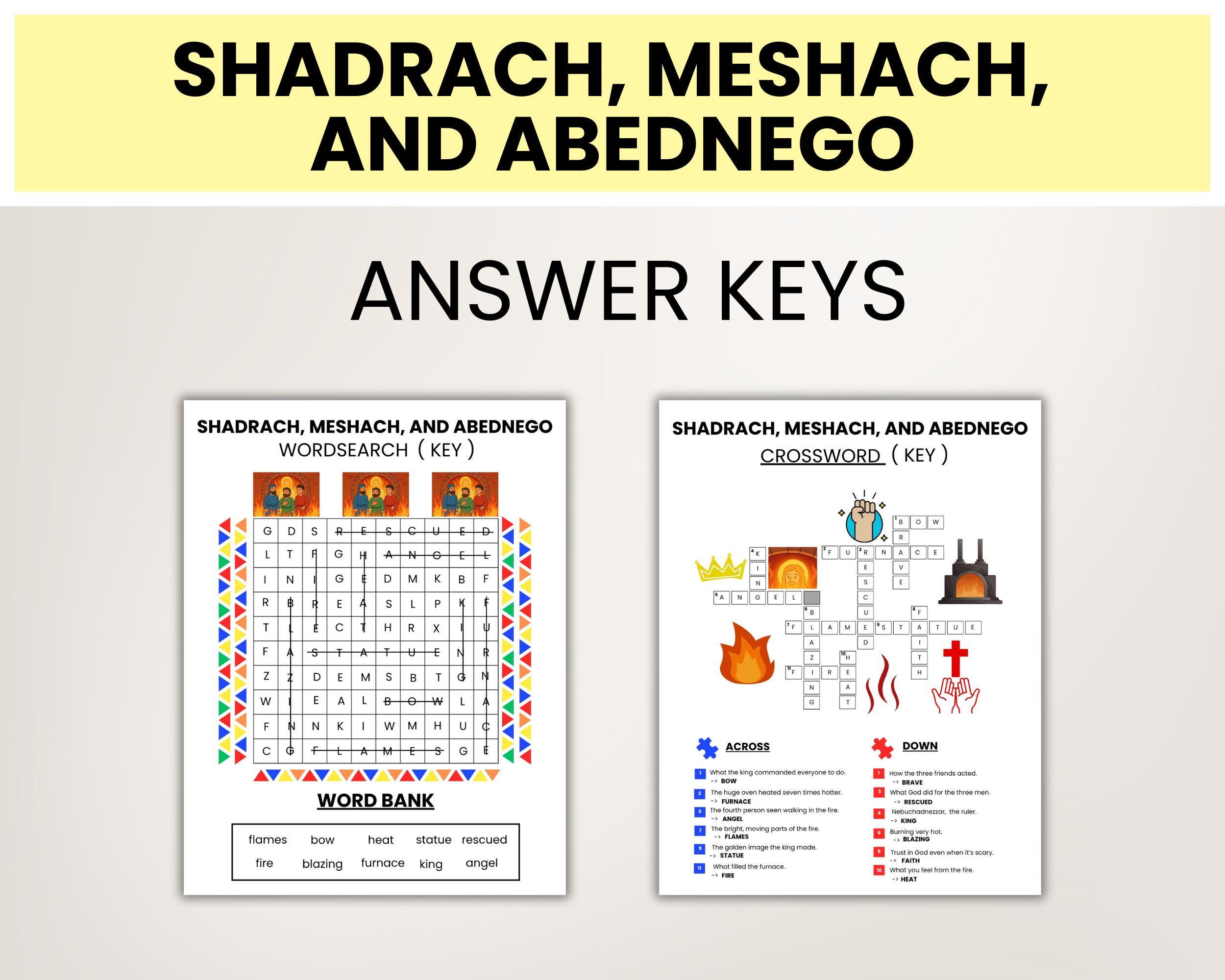 Shadrach Meshach and Abednego Sunday School Activities - Bible Puzzle ...