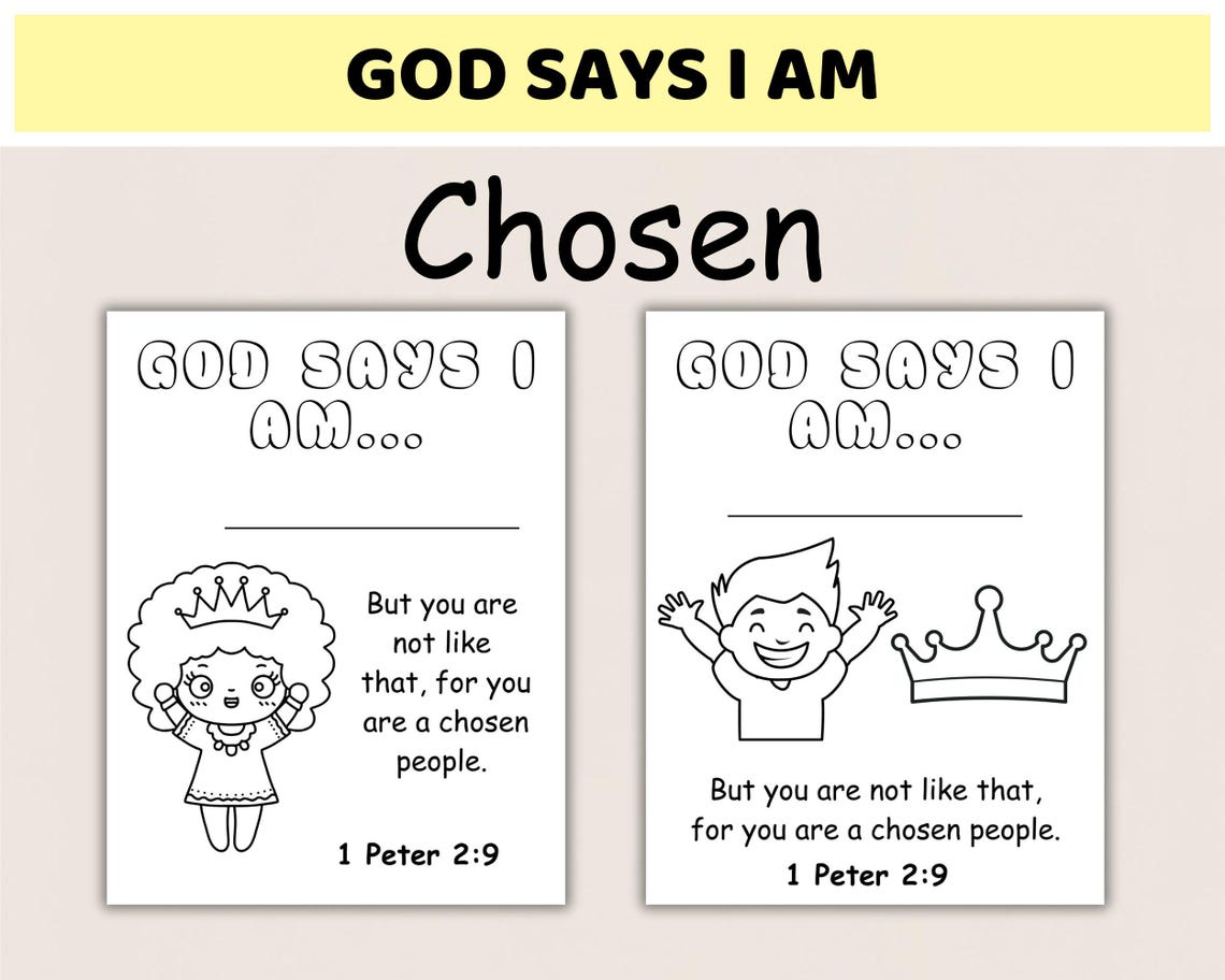 God Says I Am Coloring Craft for Kids - Fill in the Blanks Bible ...
