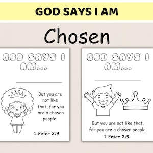 God Says I Am Coloring Craft for Kids - Fill in the Blanks Bible ...