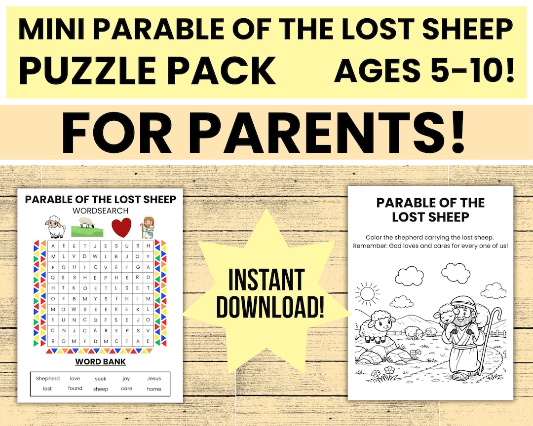 Parable of the Lost Sheep Kids Activity Pack - Bible Word Search ...