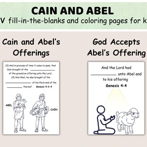 Cain and Abel, Fill in the Blanks & Coloring Pages for Kids, Sunday ...