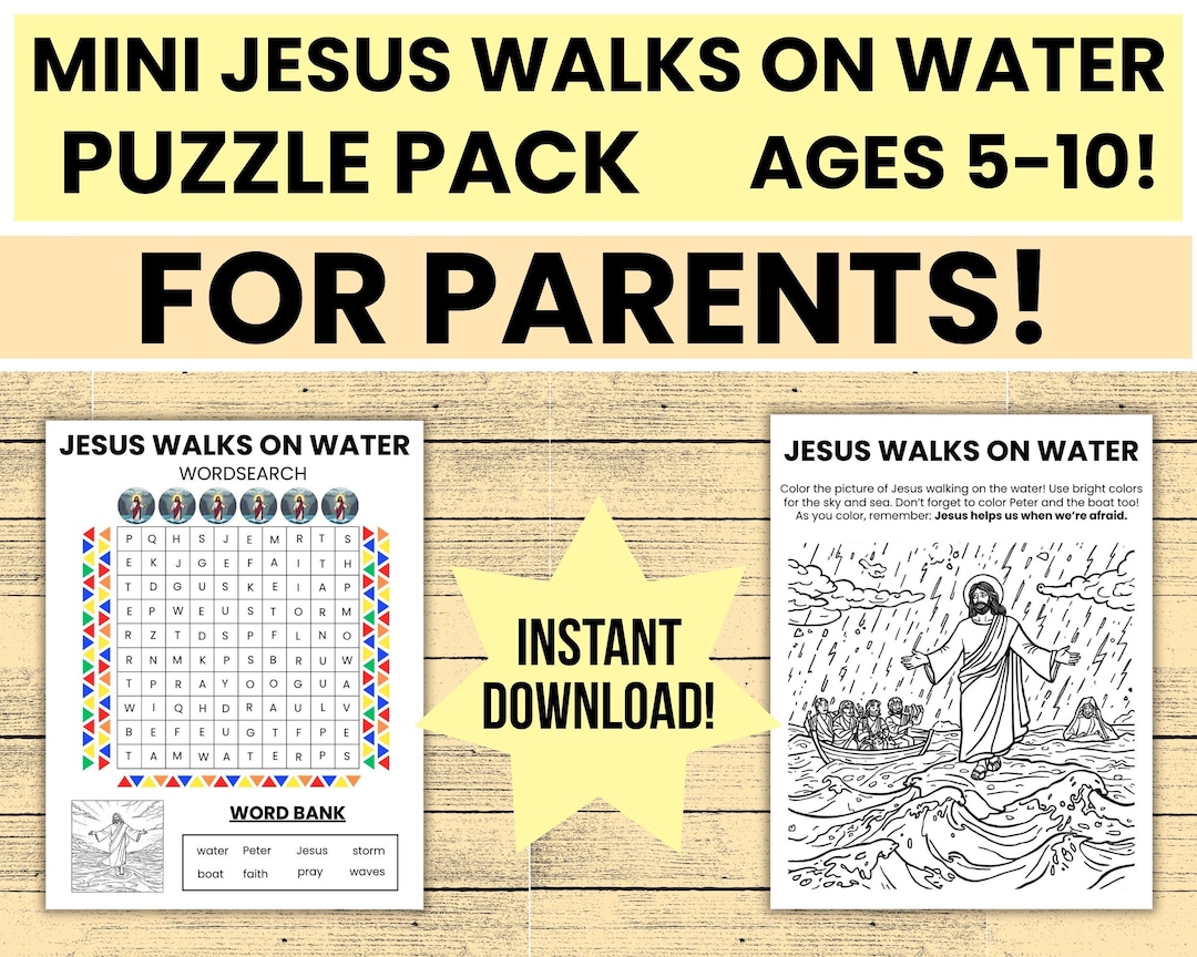 Jesus Walks on Water Puzzle for Kids Ages 5-10 - Christian Bible ...