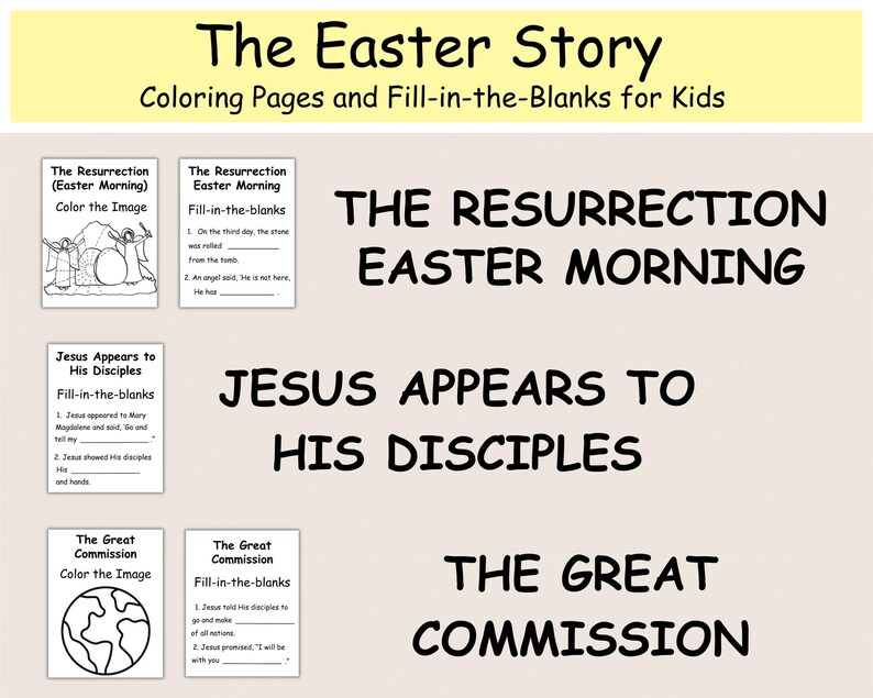 The Easter Story Bible Craft for Kids Coloring Pages, Sunday School ...