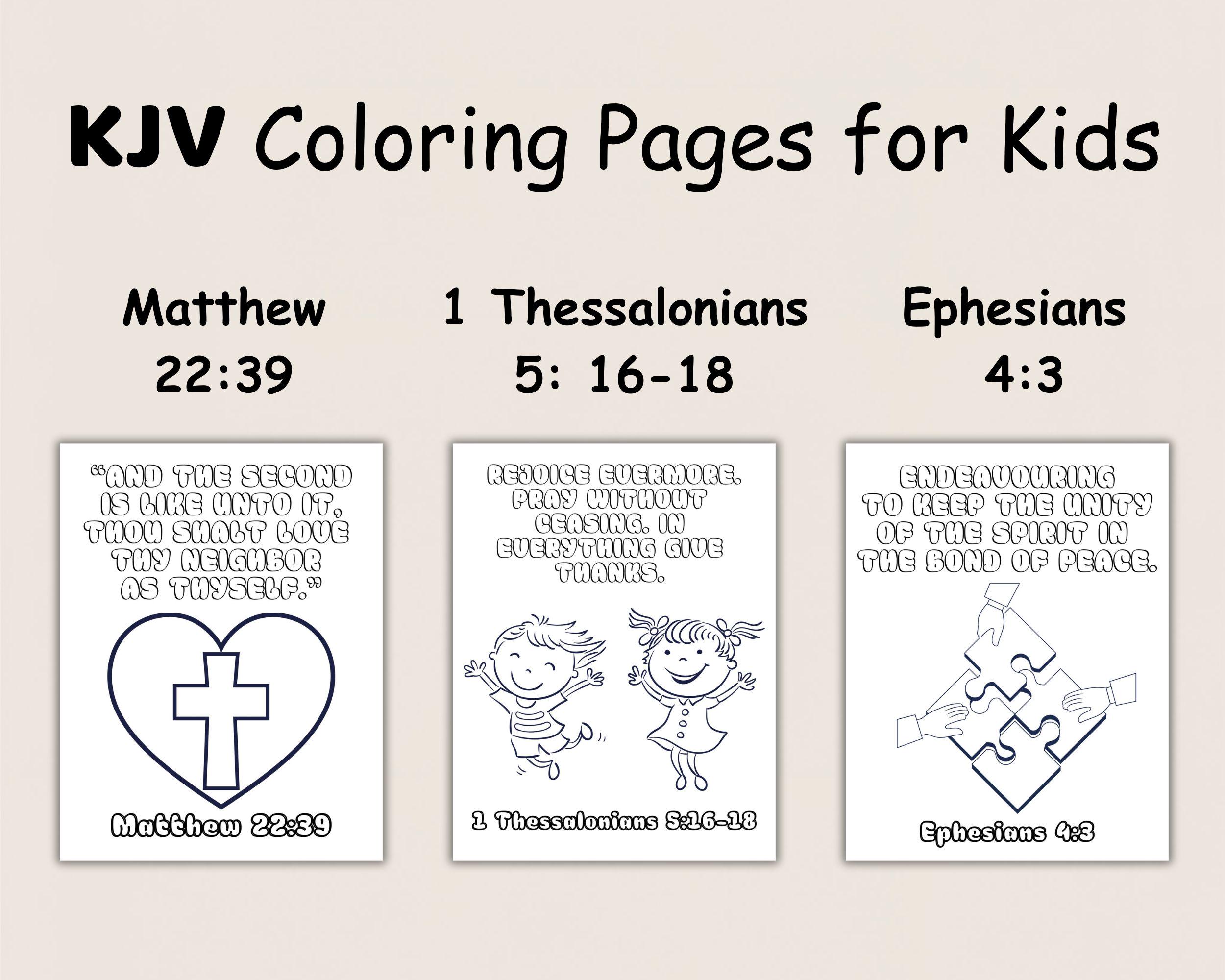 20 KJV Bible Verse Coloring Pages for Kids, Sunday School & Homeschool ...