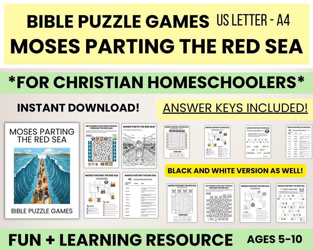 Christian Homeschool Bible Activities for Kids - Moses Parting the Red ...