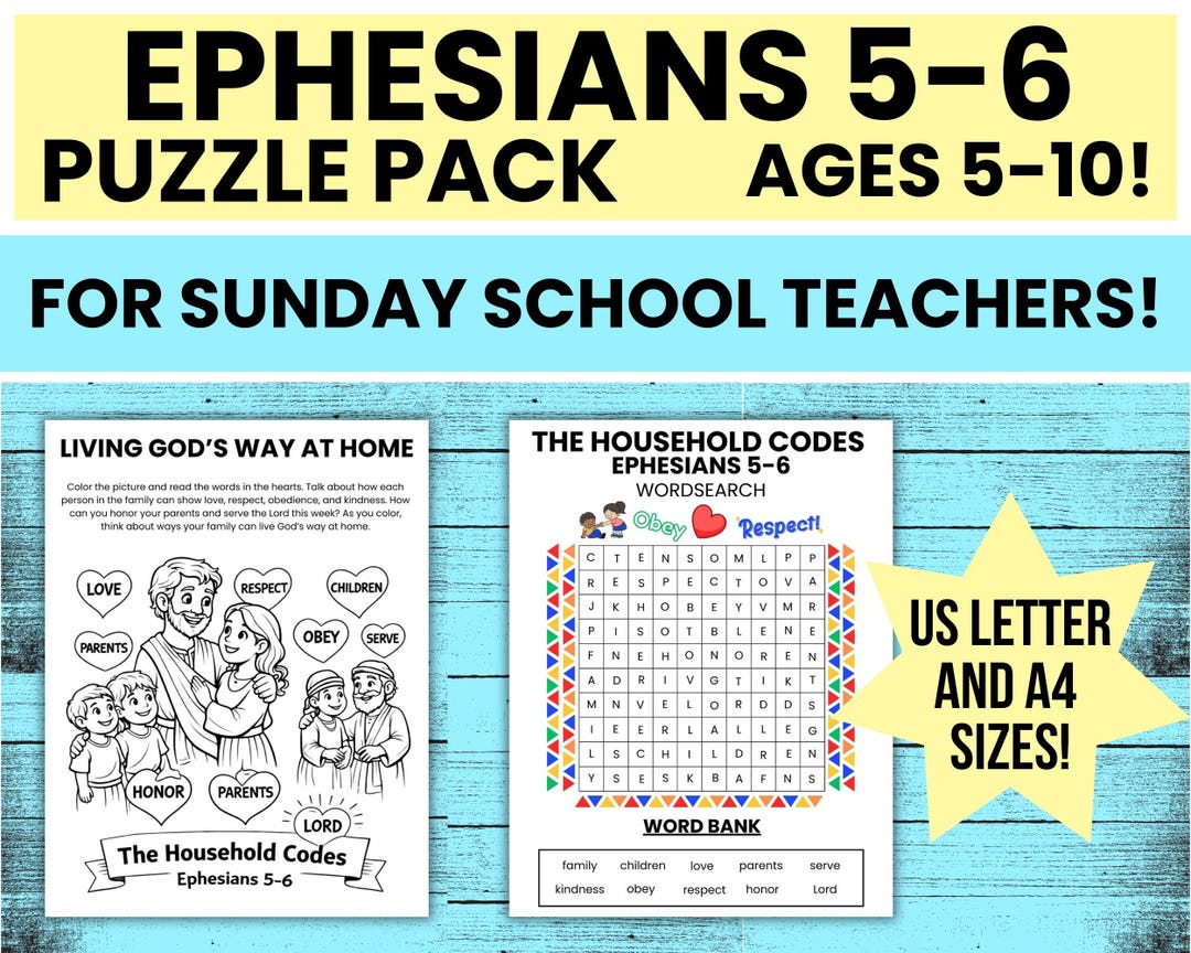 Ephesians 5-6 Sunday School Activity - Household Codes Bible Word ...