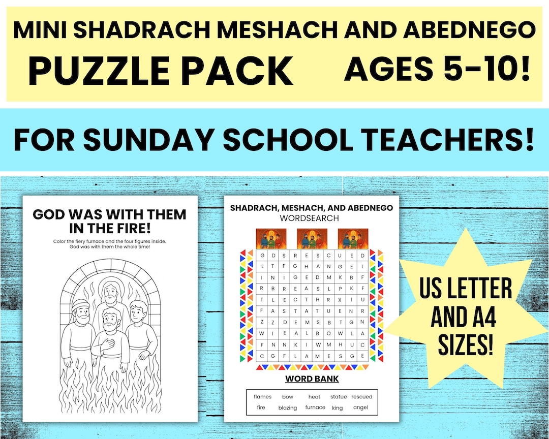 Shadrach Meshach and Abednego Bible Puzzle Worksheets - Sunday School ...