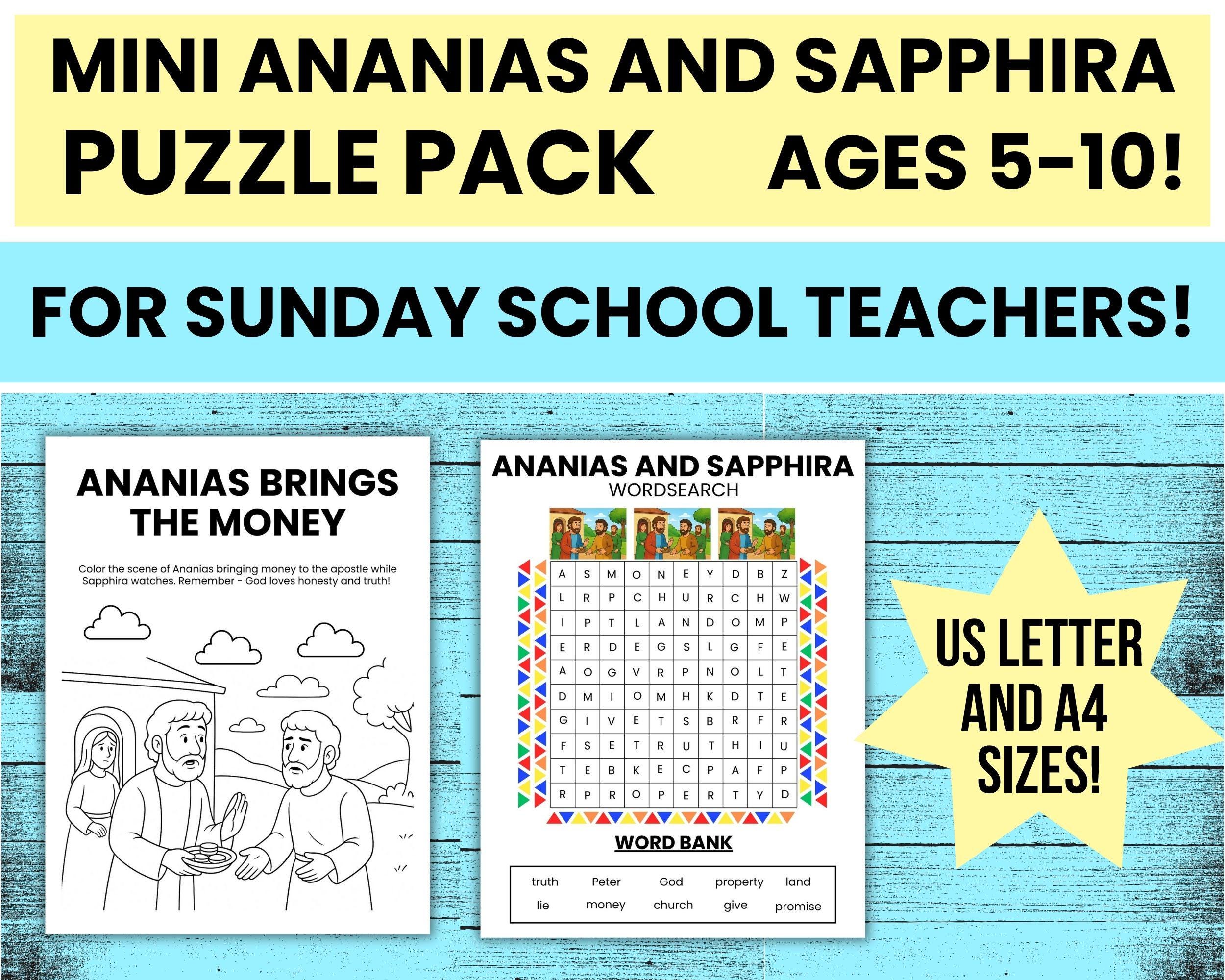 Ananias and Sapphira Bible Puzzle Games for Kids - Honesty Lesson ...