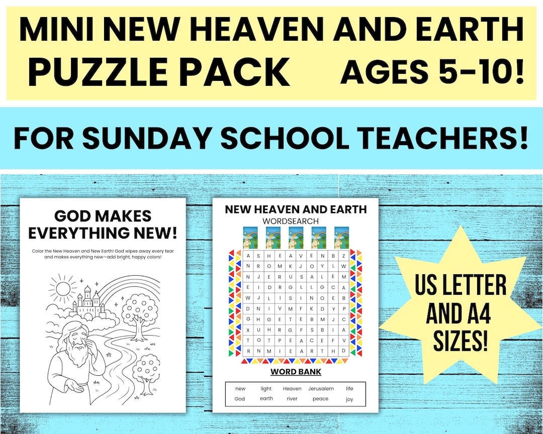New Heaven and Earth Bible Puzzle Pack - Sunday School Activity on God ...