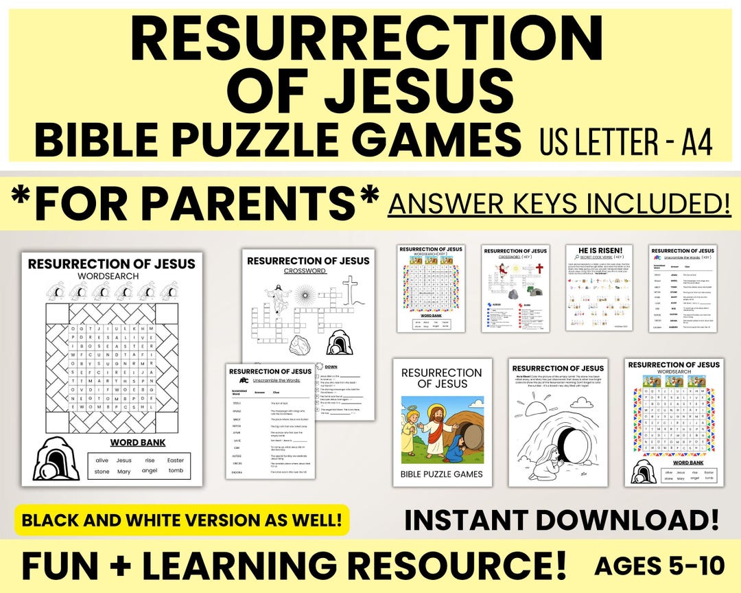 Resurrection of Jesus Bible Puzzle Games for Kids Ages 5-10 - Word ...