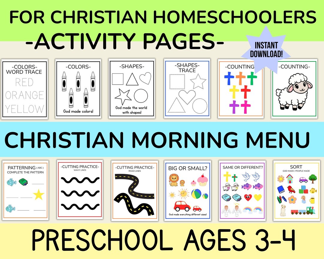 Bible Preschool Activity Pages - Christian Learning Binder for Kids ...