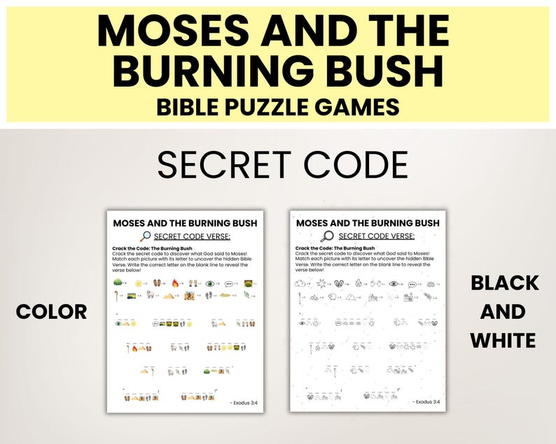 Moses and the Burning Bush Sunday School Games for Church Classroom ...