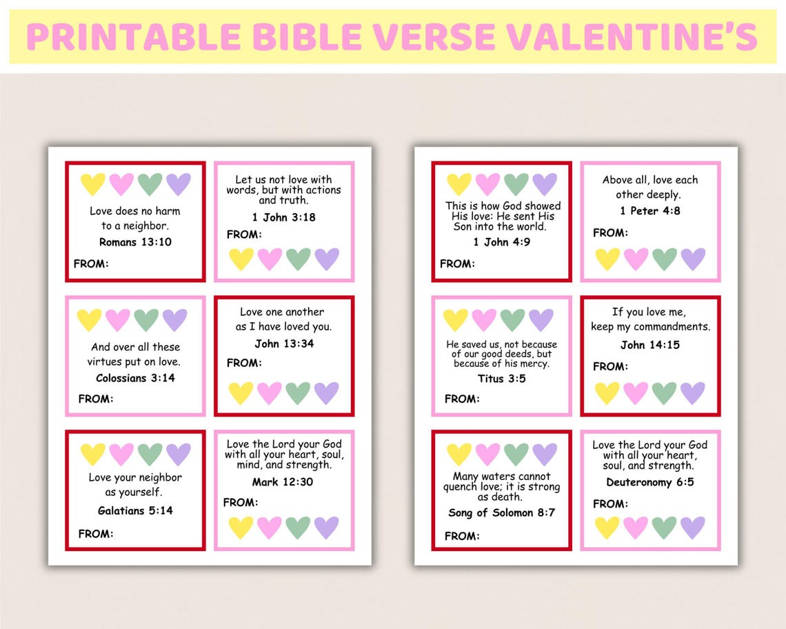 Bible Verse Valentine's Day Cards for Kids, Classroom Party Cards ...