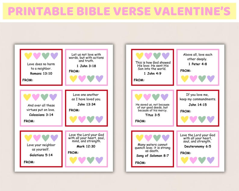Bible Verse Valentine's Day Cards for Kids, Classroom Party Cards ...