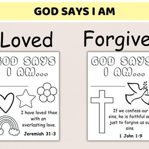 God Says I Am Coloring Craft for Kids - Fill in the Blanks Bible ...