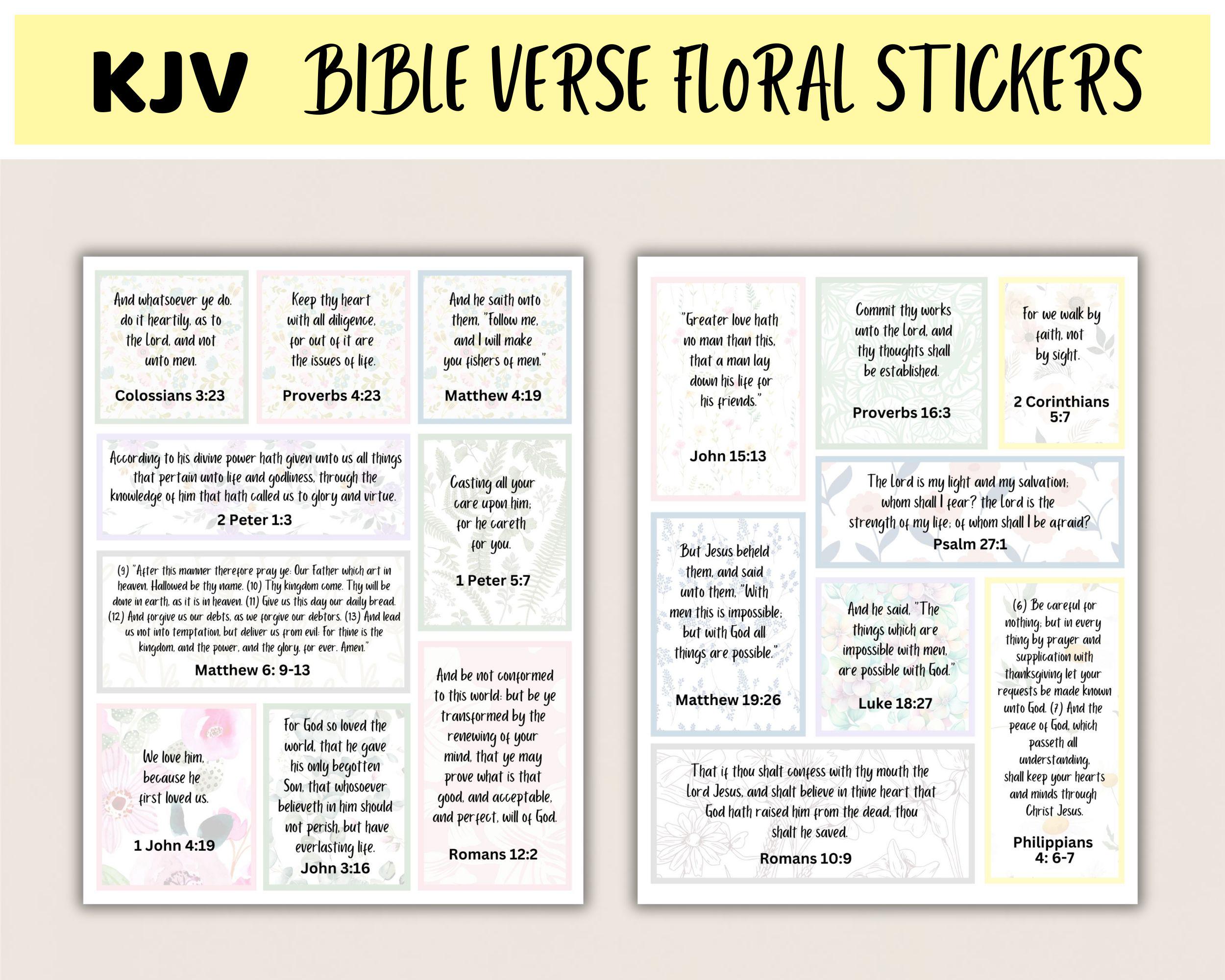 KJV Bible Verse, Floral Stickers Printable, Christian Scripture Sticker ...