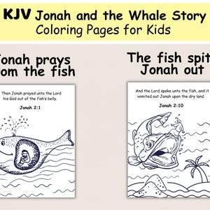 Jonah and the Whale, KJV Coloring Pages for Kids, Sunday School ...
