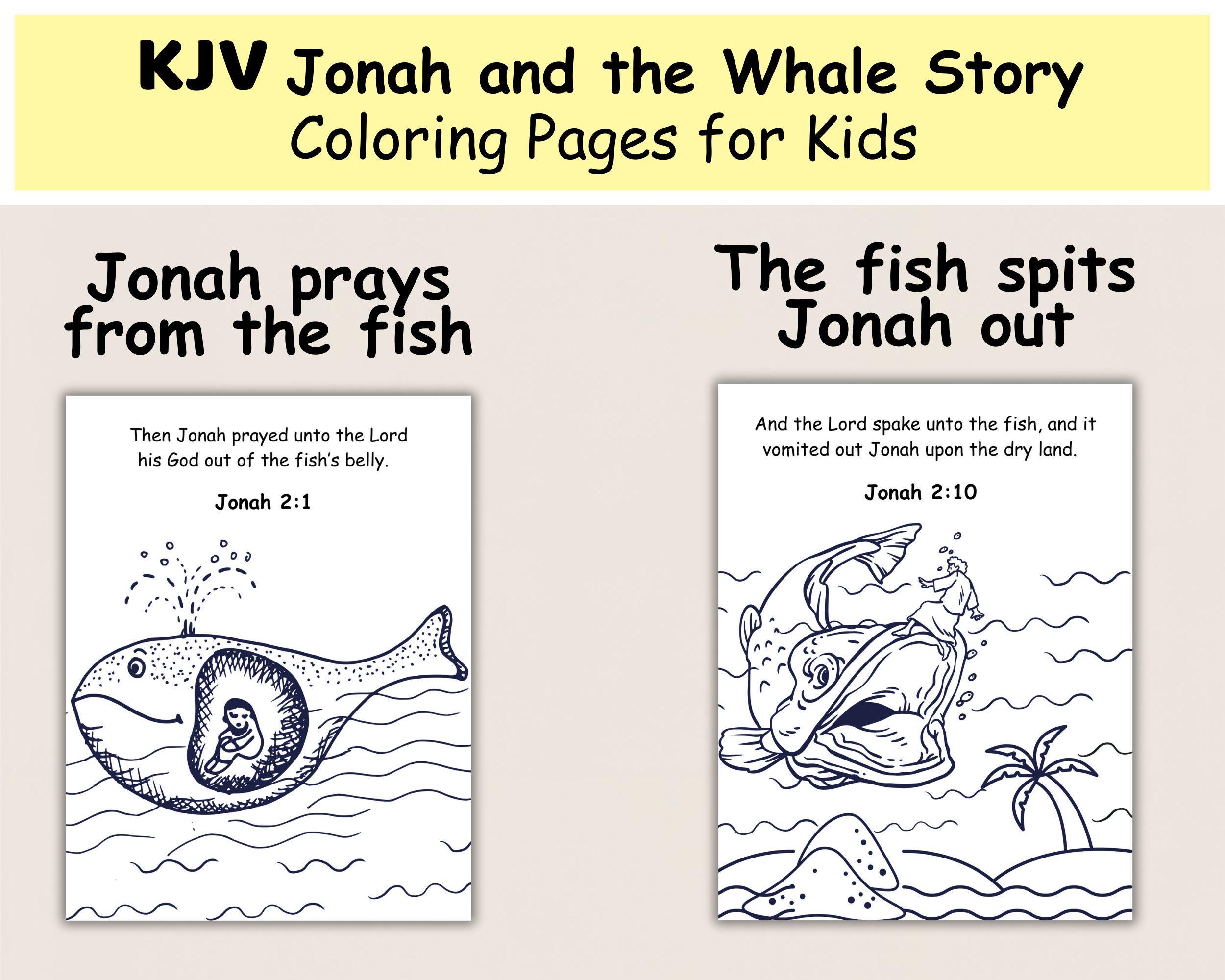 Jonah and the Whale, KJV Coloring Pages for Kids, Sunday School ...