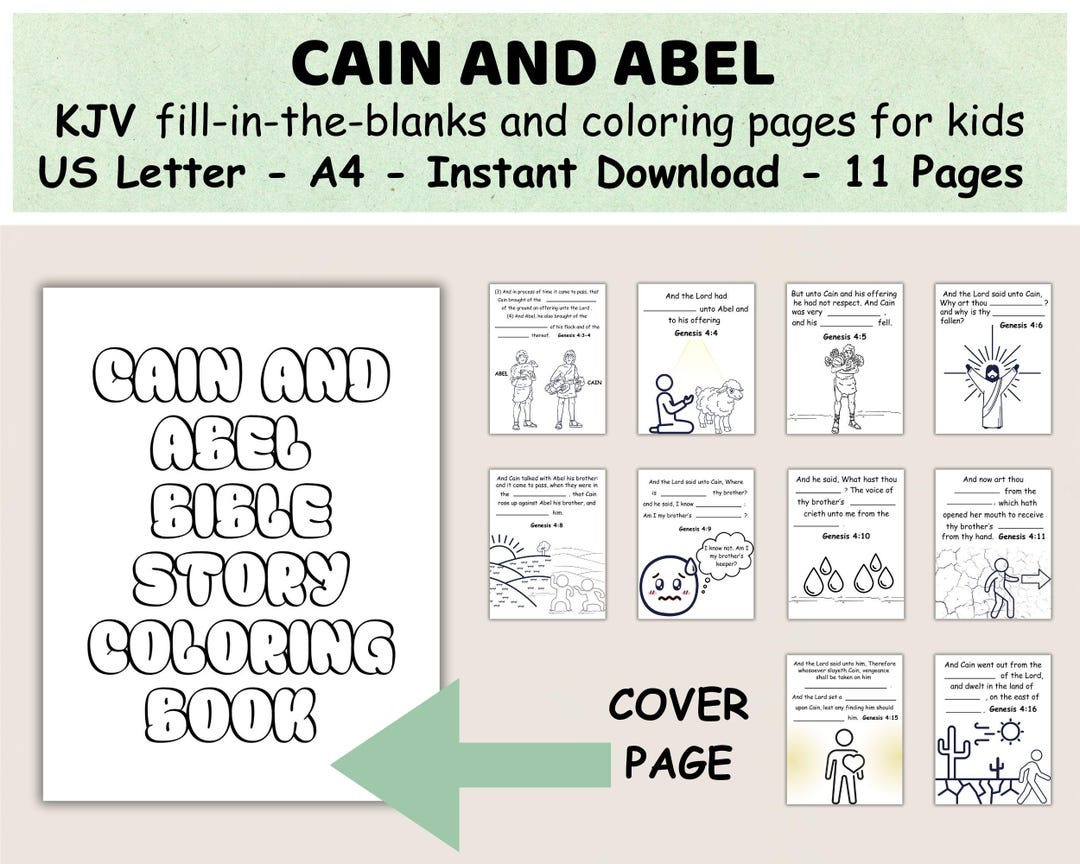 Cain and Abel, Fill in the Blanks & Coloring Pages for Kids, Sunday ...