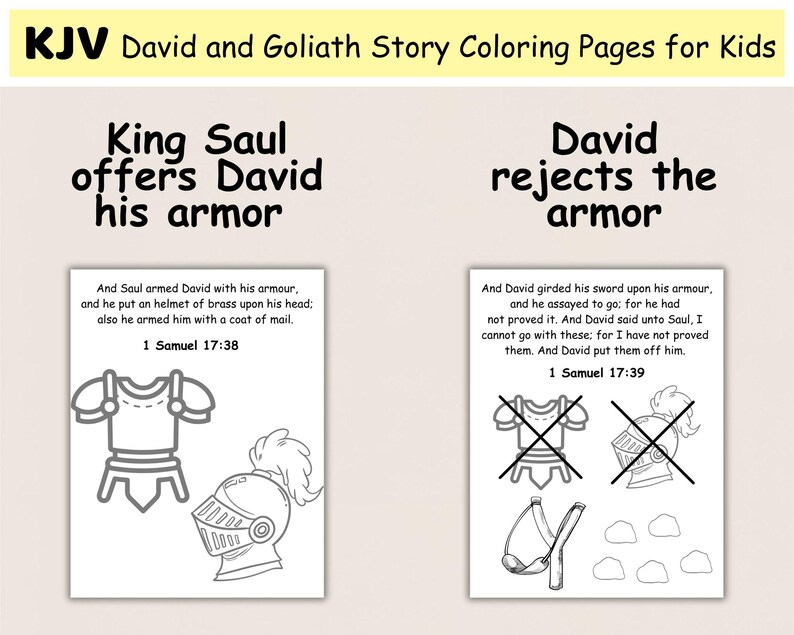 David and Goliath, KJV Coloring Pages for Kids, Bible Story Coloring ...