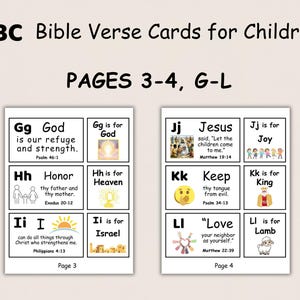 ABC Bible Verse Cards for Children, Printable Download, Christian ...