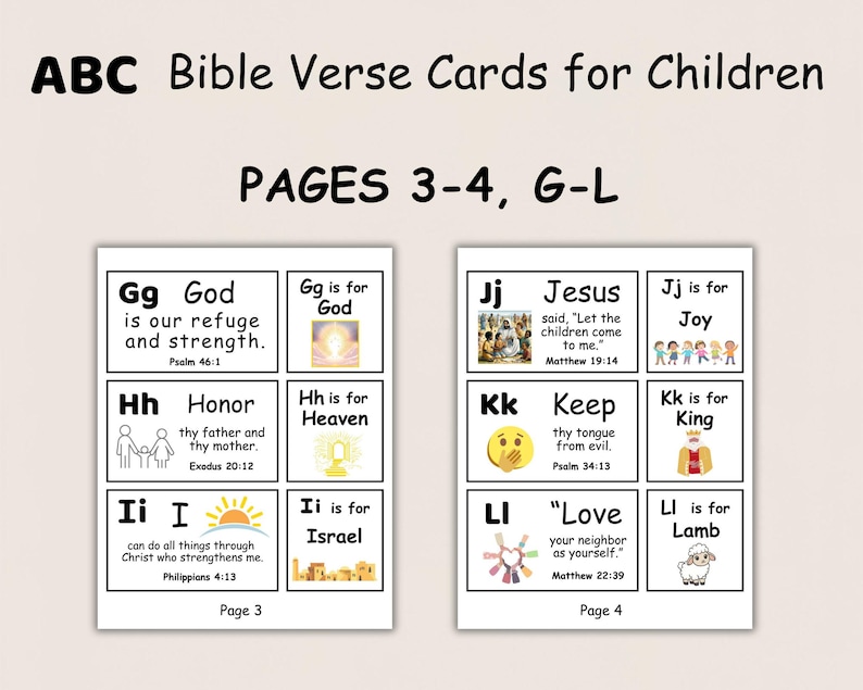 ABC Bible Verse Cards for Children, Printable Download, Christian ...
